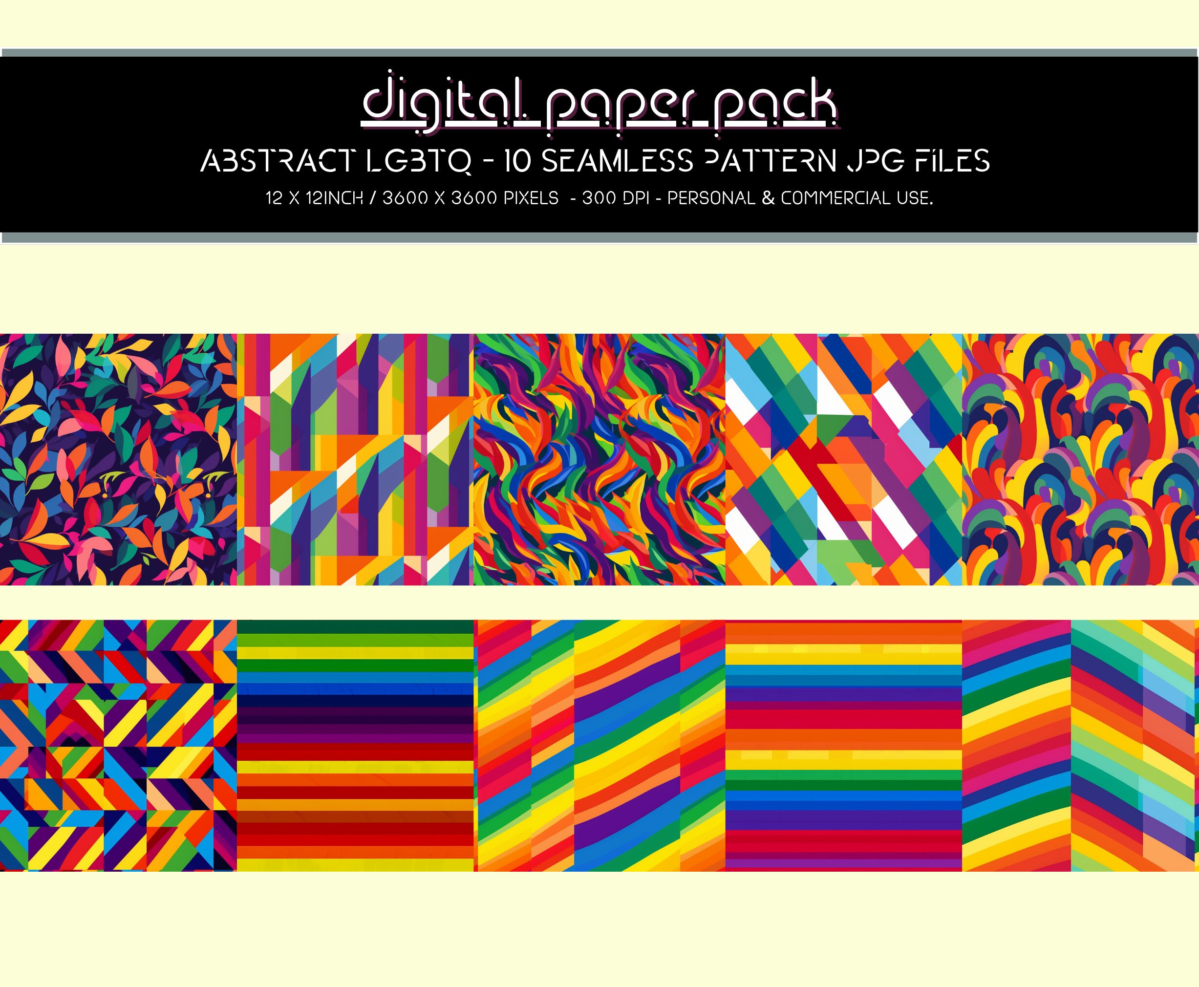 Abstract LGBTQ Patterns Seamless Digital Paper Pack Scrapbooking ...