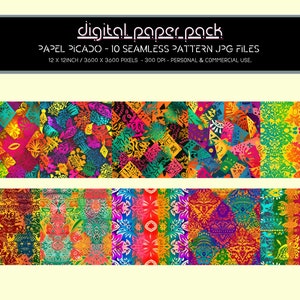 Papel Picado Patterns Seamless Digital Paper Pack Scrapbooking Digital ...
