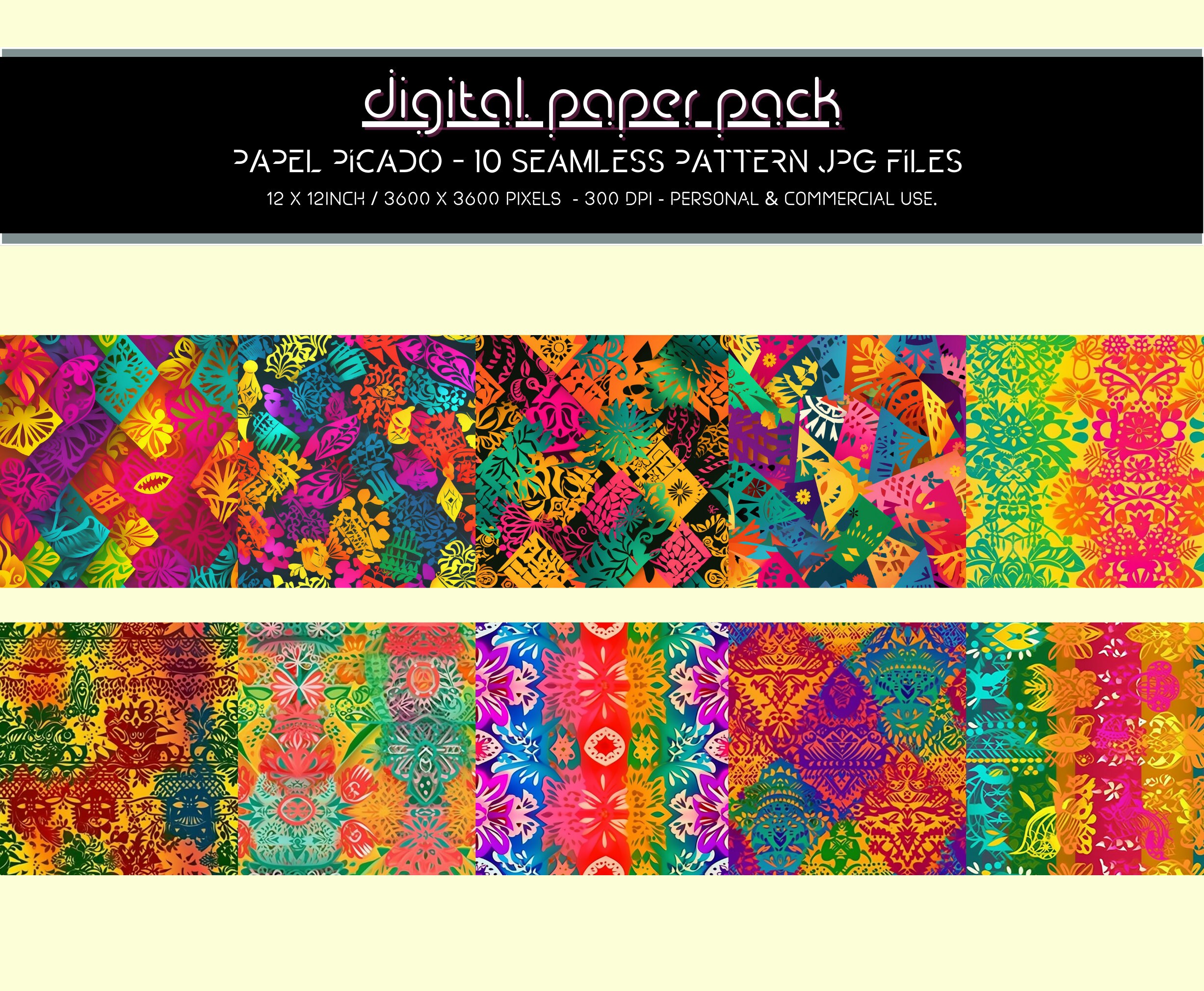 Papel Picado Patterns Seamless Digital Paper Pack Scrapbooking Digital ...