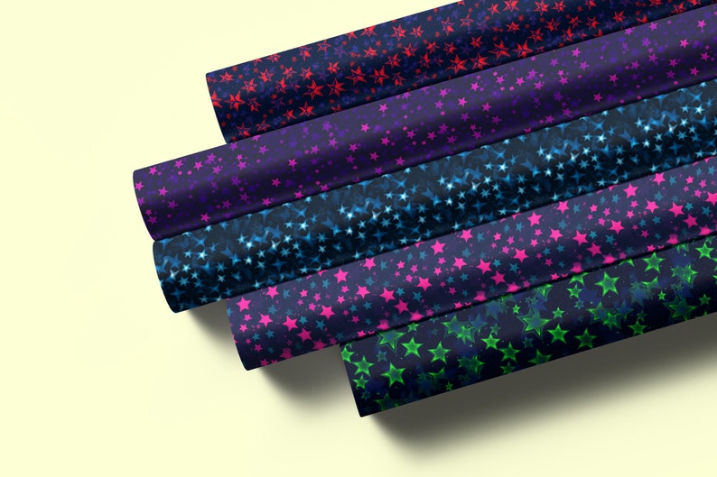 Fluorescent Stars Patterns - Seamless Digital Paper Pack - Scrapbooking ...
