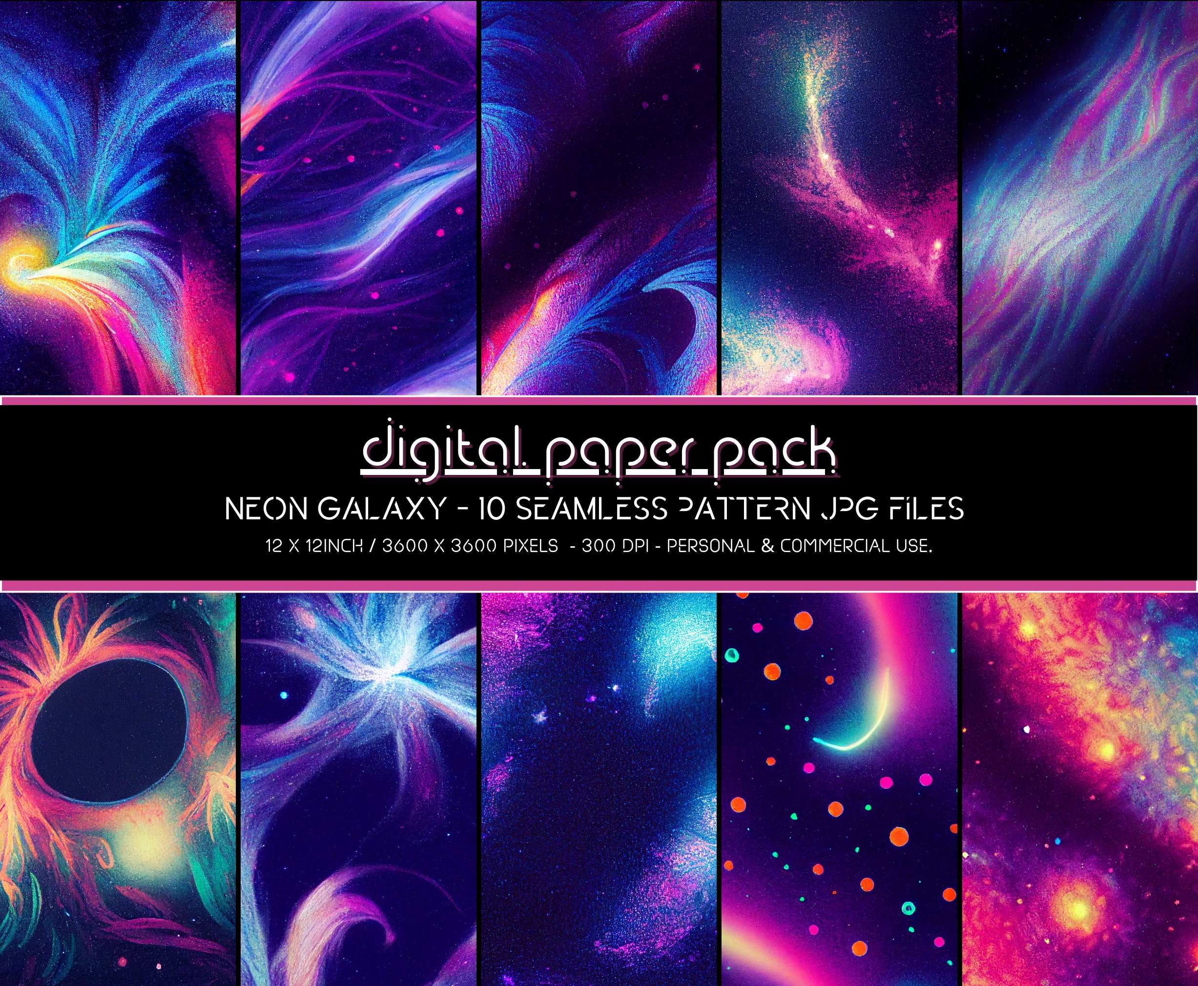 Neon Galaxy Patterns Seamless Digital Paper Pack - Etsy Australia