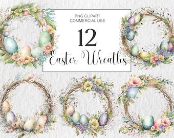 Easter Wreath Clipart PNG Watercolor Wreath Clipart, Spring Flower and ...