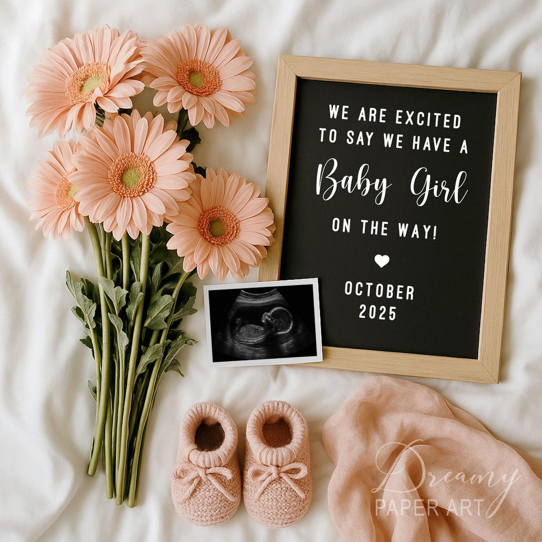 Baby Girl Announcement Template: Editable Letterboard Style (canva ...
