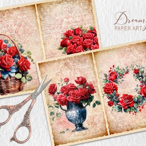 Red Roses Junk Journal Kit, Vintage Red Roses Junk Journal Pages ...