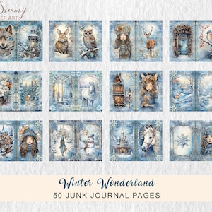 Junk Journal Kit, Winter Wonderland Junk Journal Pages, Christmas Junk ...