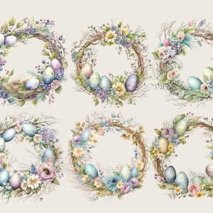 Easter Wreath Clipart PNG Watercolor Wreath Clipart, Spring Flower and ...