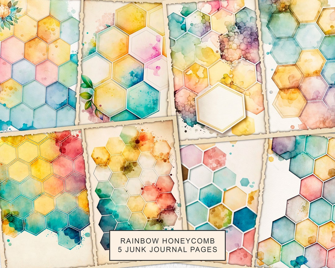Rainbow Honeycomb Junk Journal Printable Page, Honeycomb Junk Journal ...