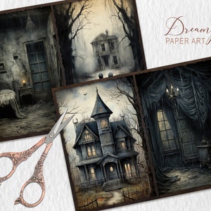 Haunted House Junk Journal Kit, Halloween Junk Journal Pages, Gothic ...