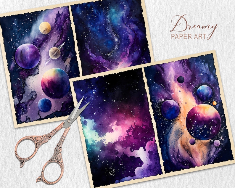 Galaxy Junk Journal Kit, Space Journal Pages, Cosmos Junk Journal ...