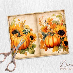 Pumpkins Junk Journal Printable Page, Autumn Pumpkins Junk Journal Kit ...