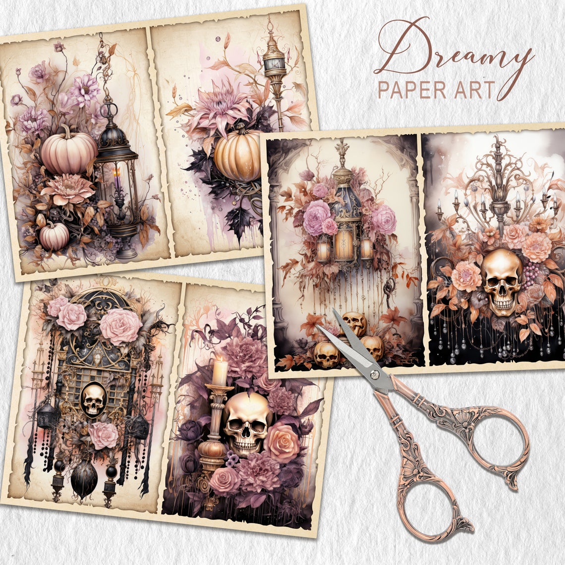 Skull & Pumpkin Halloween Junk Journal Pages (digital Collage Sheet) - Etsy