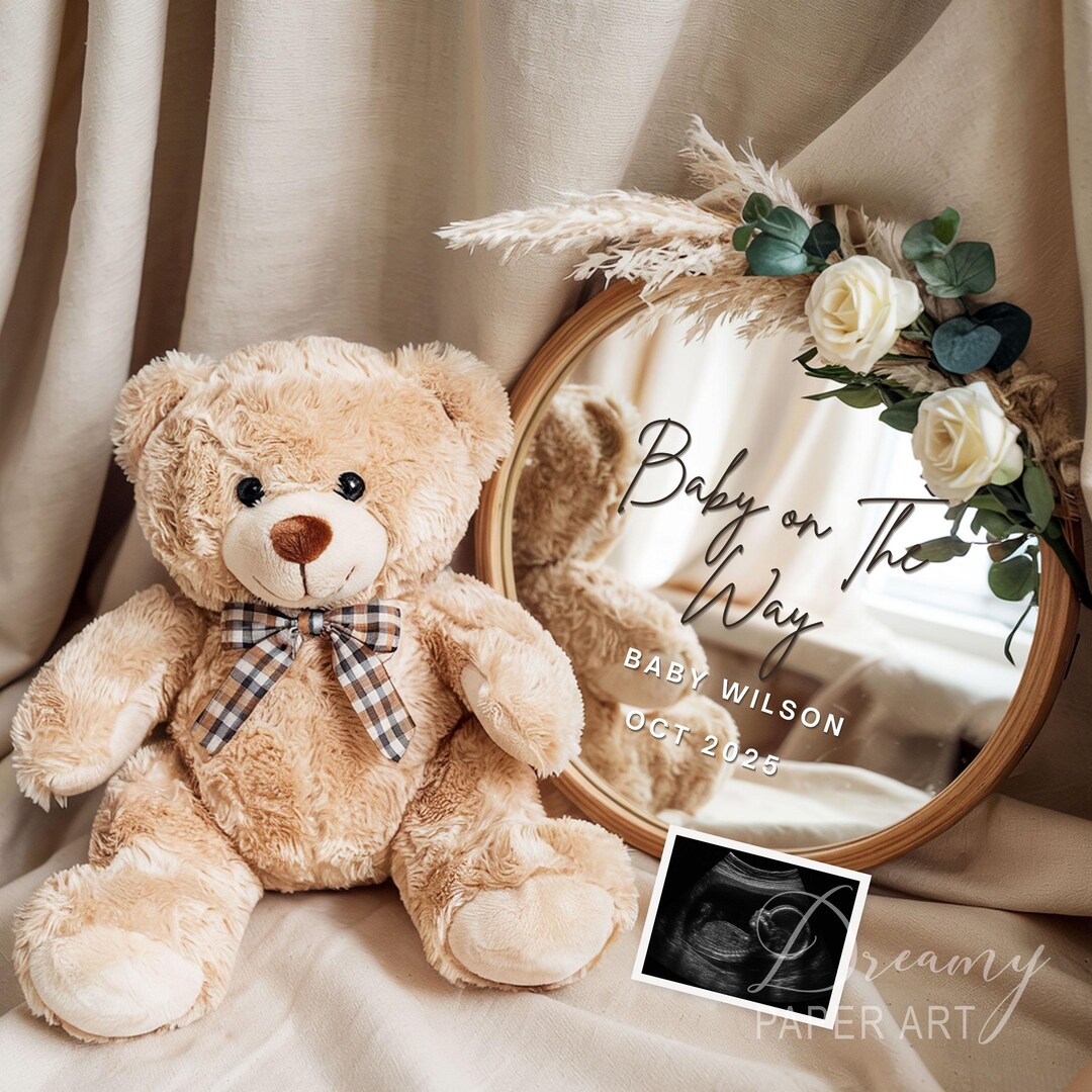 Gender Neutral Pregnancy Announcement Digital Baby on the Way Reveal ...
