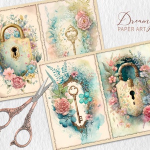 Fantasy Keys Junk Journal Kit Padlock and Keys Journal Pages, Junk ...