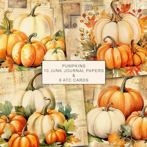 Pumpkins Junk Journal Paper, Vintage Autumn Junk Journal Kit, Pumpkins ...