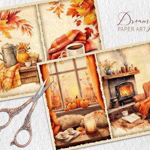 Cozy Autumn Junk Journal Kit, Fall Junk Journal Pages, Autumn Scene ...