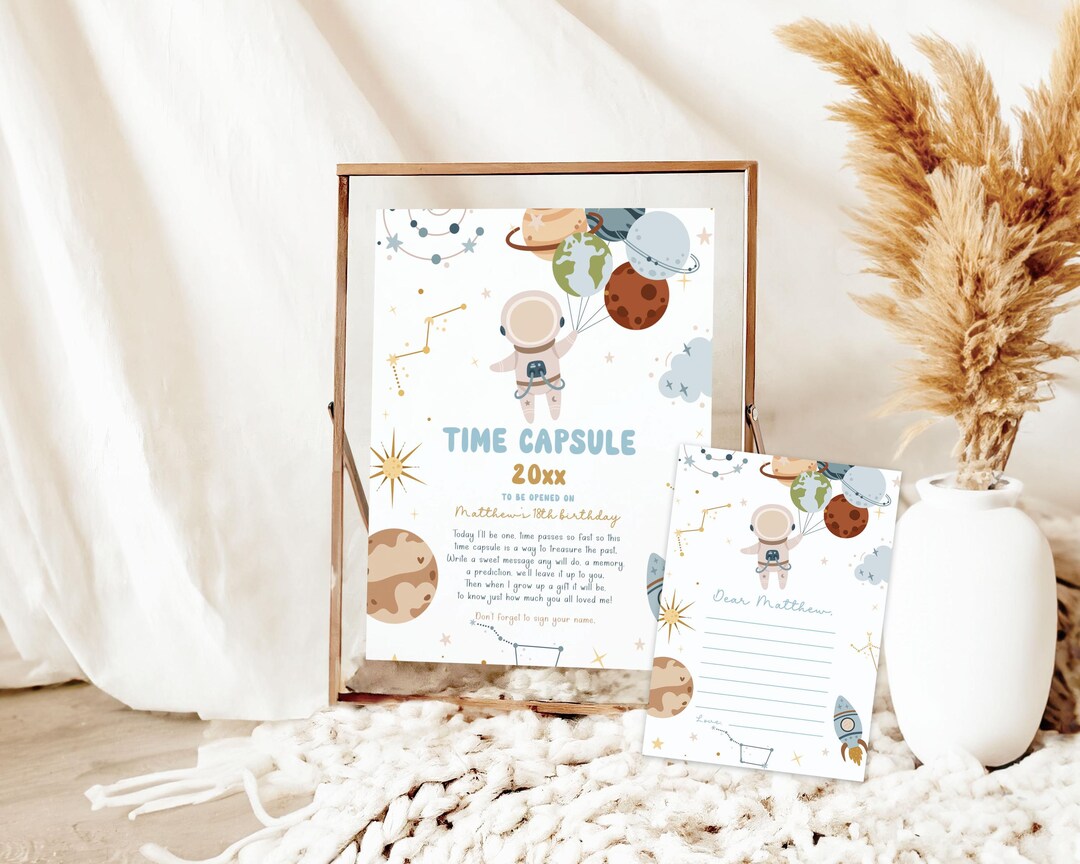 Space Time Capsule, 1st Birthday Time Capsule Sign, First Trip Around ...