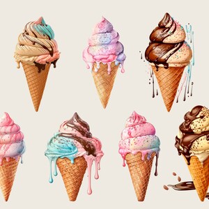 Watercolor Ice Cream Clipart, Colorful Scoop Ice Cream Png Clipart, Ice ...