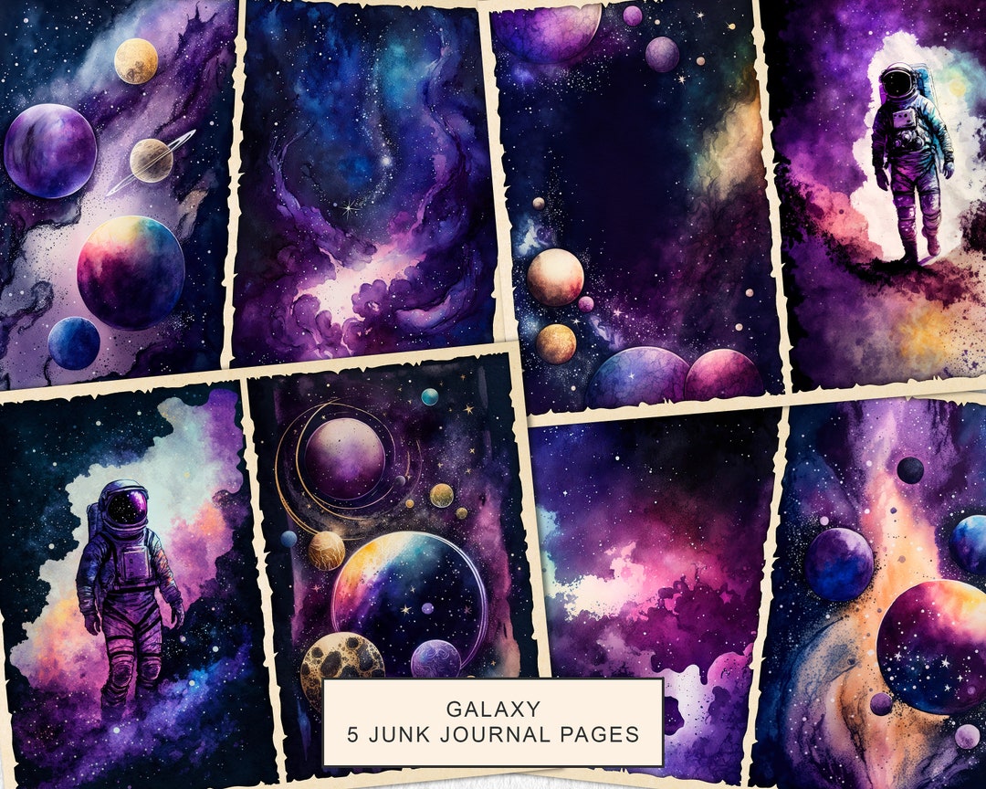 Galaxy Junk Journal Kit, Space Journal Pages, Cosmos Junk Journal ...