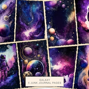Galaxy Junk Journal Kit, Space Journal Pages, Cosmos Junk Journal ...