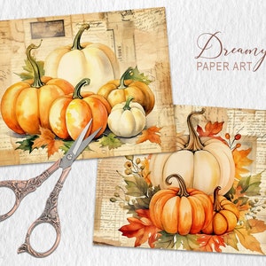 Pumpkins Junk Journal Paper, Vintage Autumn Junk Journal Kit, Pumpkins ...