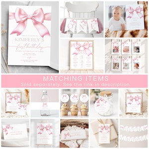 Coquette Pink Bow Happy Birthday Banner, Pink Bow Bunting Garland ...