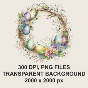 Easter Wreath Clipart PNG Watercolor Wreath Clipart, Spring Flower and ...