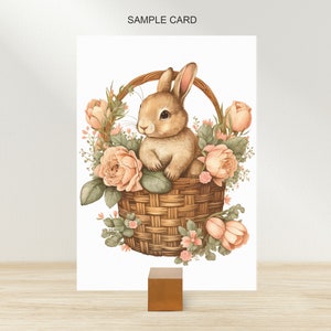 Rabbit in Basket Clipart Watercolor Bunny Clipart, Vintage Bunny in ...