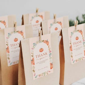 Our Little Pumpkin Thank You Tags, Pumpkin Favor Tags, First Birthday ...