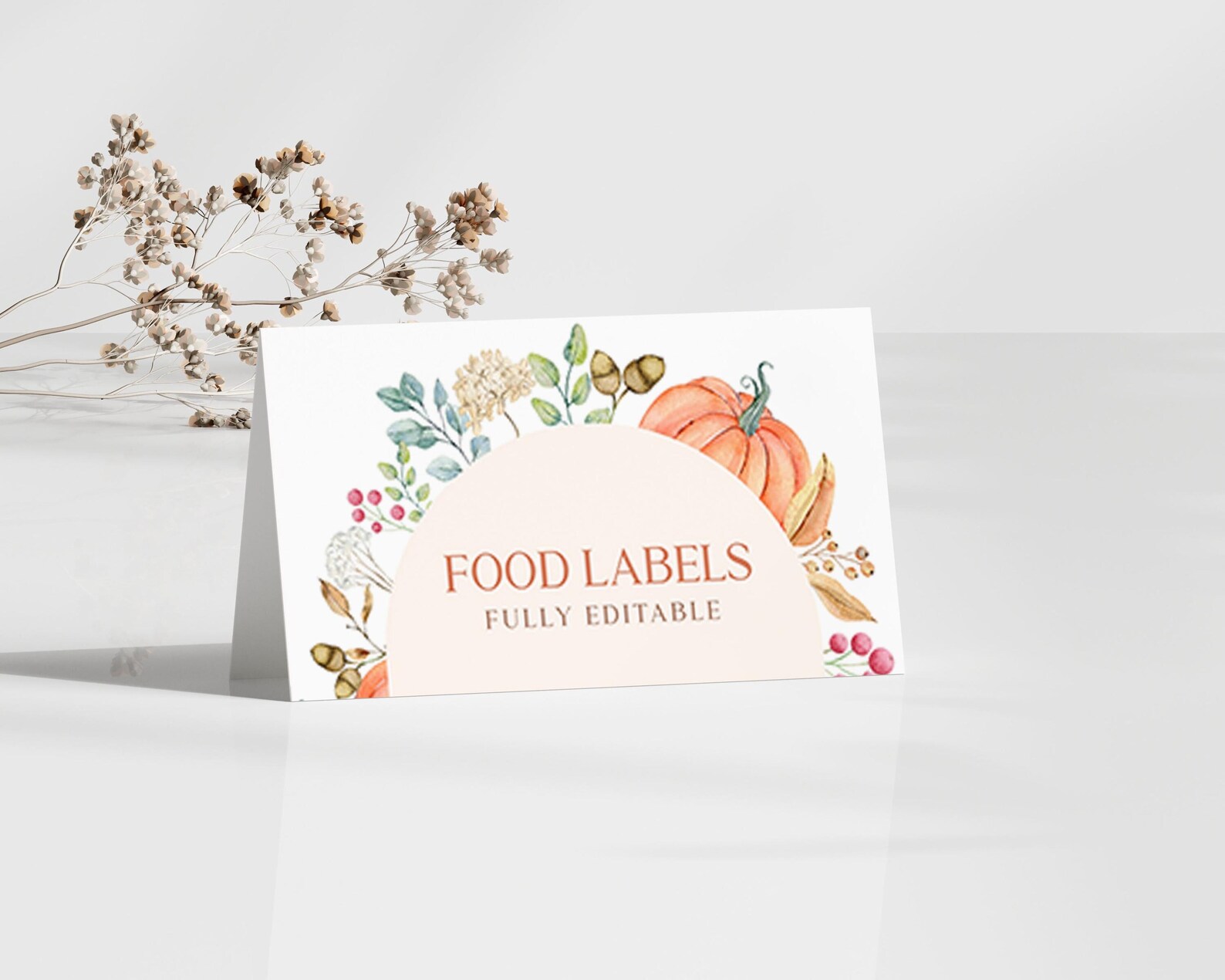 Pumpkin Food Tent Cards: Editable Place Cards Template (digital ...