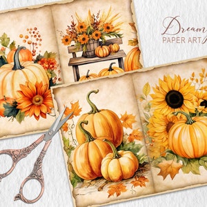 Pumpkins Junk Journal Printable Page, Autumn Pumpkins Junk Journal Kit ...