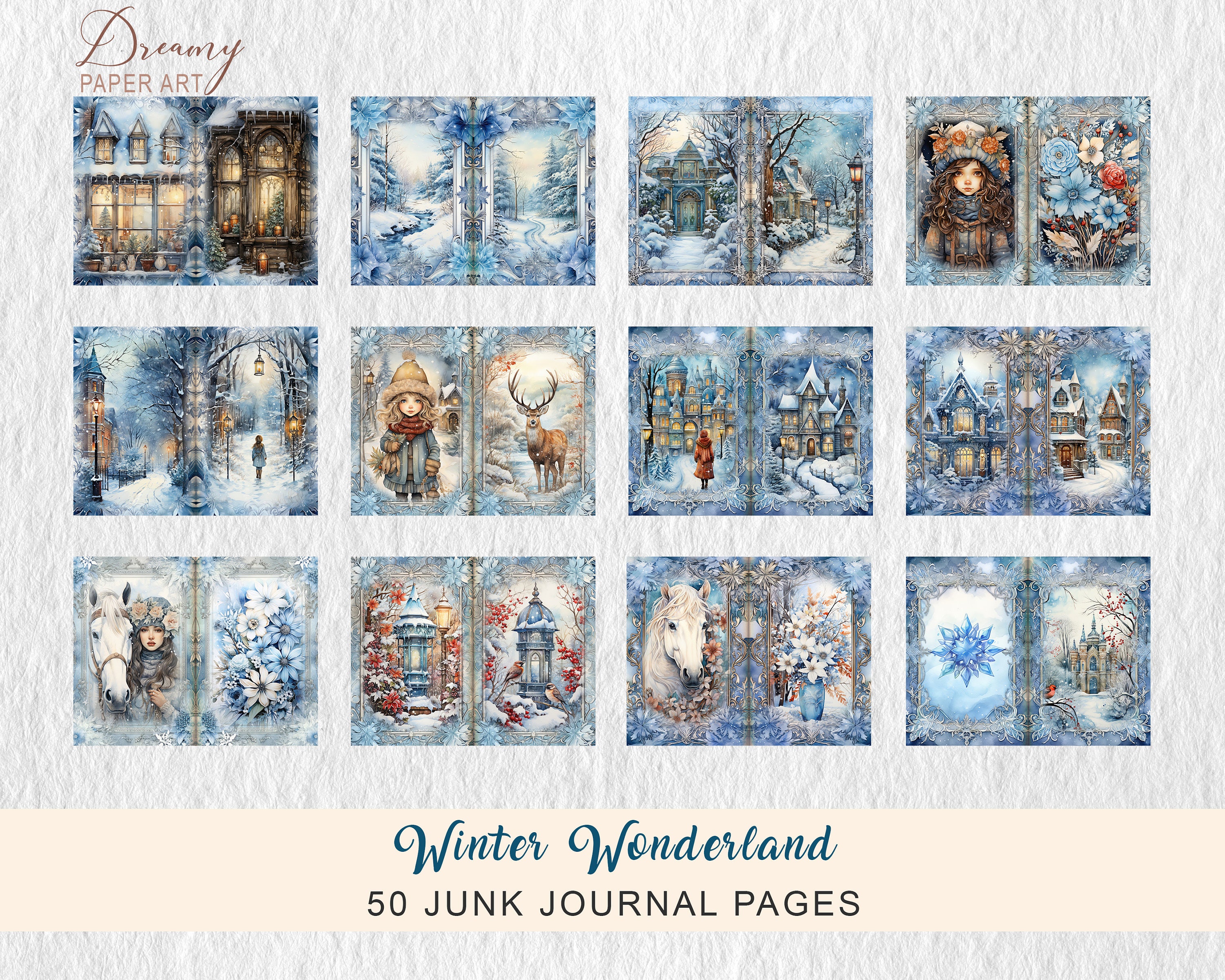 Winter Wonderland Junk Journal Kit: Christmas Collage Paper (digital ...
