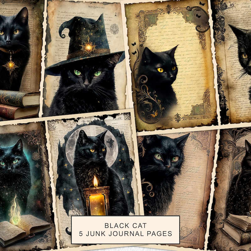 Black Cat Collage - Etsy