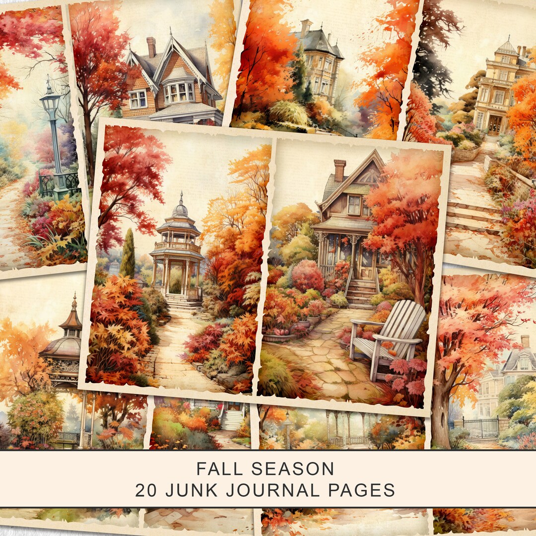 Autumn Junk Journal Pages, Fall Garden Junk Journal Kit, Junk Journal ...