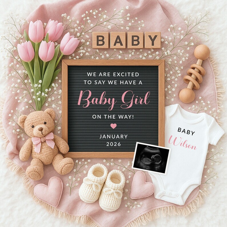 Editable Baby Announcement: Social Media Pregnancy Reveal Canva ...