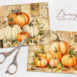 Pumpkins Junk Journal Paper, Vintage Autumn Junk Journal Kit, Pumpkins ...