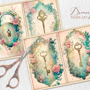 Fantasy Keys Junk Journal Kit Padlock and Keys Journal Pages, Junk ...