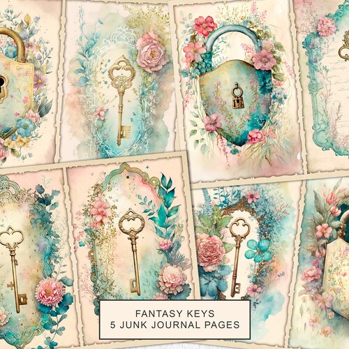Fantasy Keys Junk Journal Kit Padlock and Keys Journal Pages - Etsy