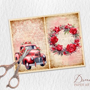 Red Roses Junk Journal Kit, Vintage Red Roses Junk Journal Pages ...