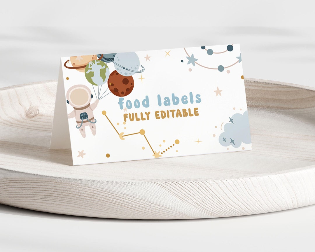 Space Place Cards Template, Outer Space Food Labels, Galaxy First ...