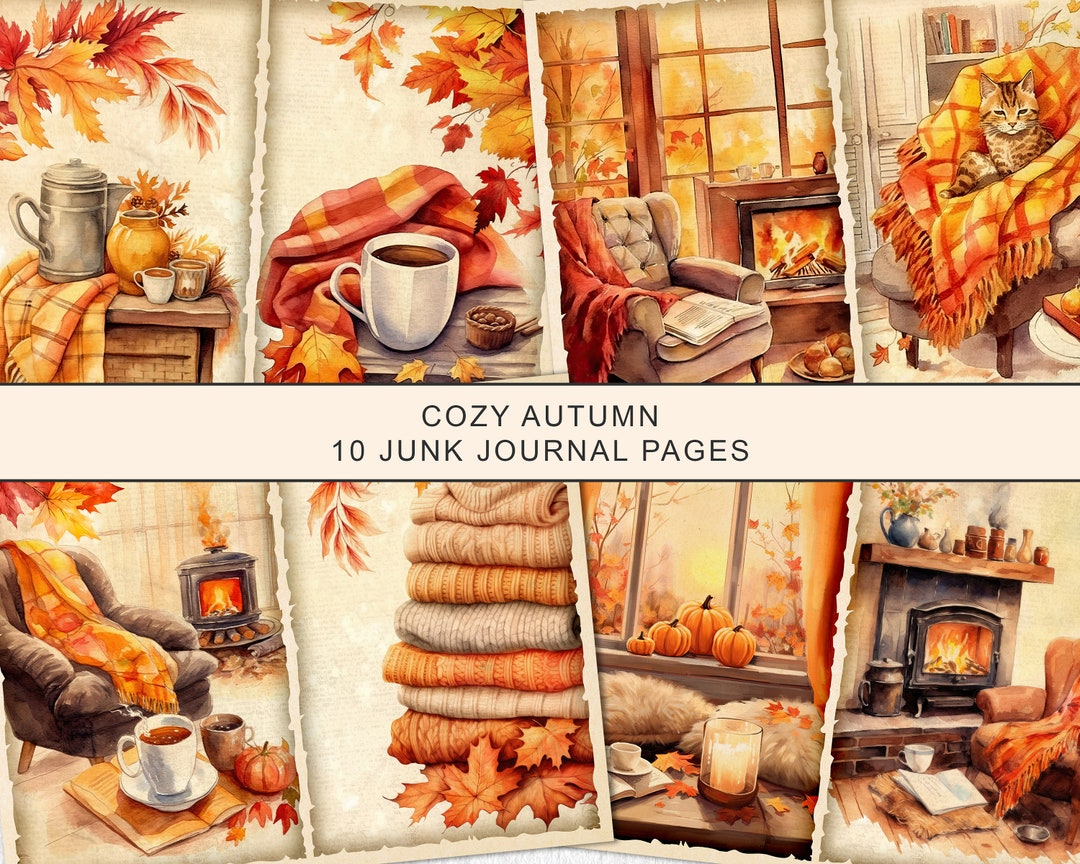 Cozy Autumn Junk Journal Kit, Fall Junk Journal Pages, Autumn Scene ...