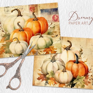 Pumpkins Junk Journal Paper, Vintage Autumn Junk Journal Kit, Pumpkins ...