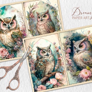 Fantasy Owl Junk Journal Kit Watercolor Owl Journal Pages, Owl Junk ...