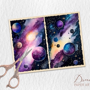 Galaxy Junk Journal Kit, Space Journal Pages, Cosmos Junk Journal ...