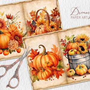 Pumpkins Junk Journal Printable Page, Autumn Pumpkins Junk Journal Kit ...
