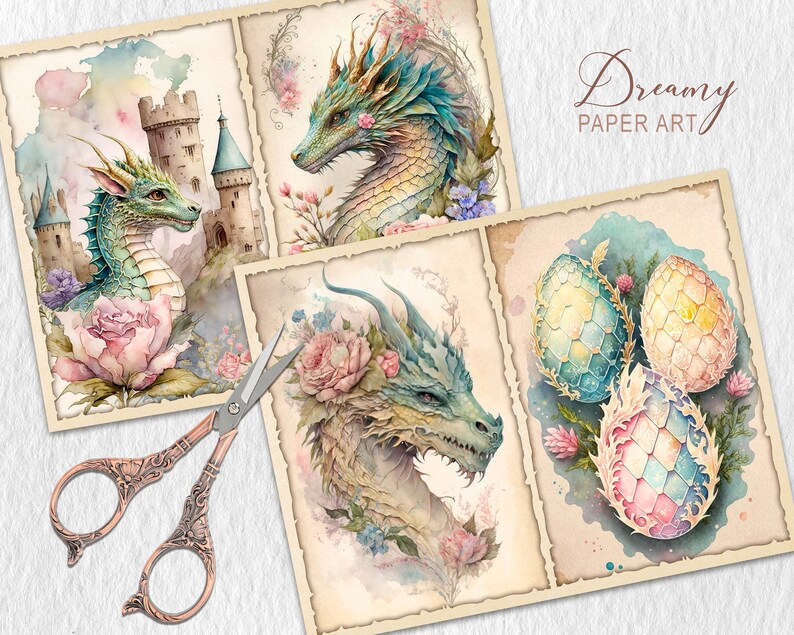 Fantasy Dragon Junk Journal Kit Fantasy Journal Pages Dragon - Etsy