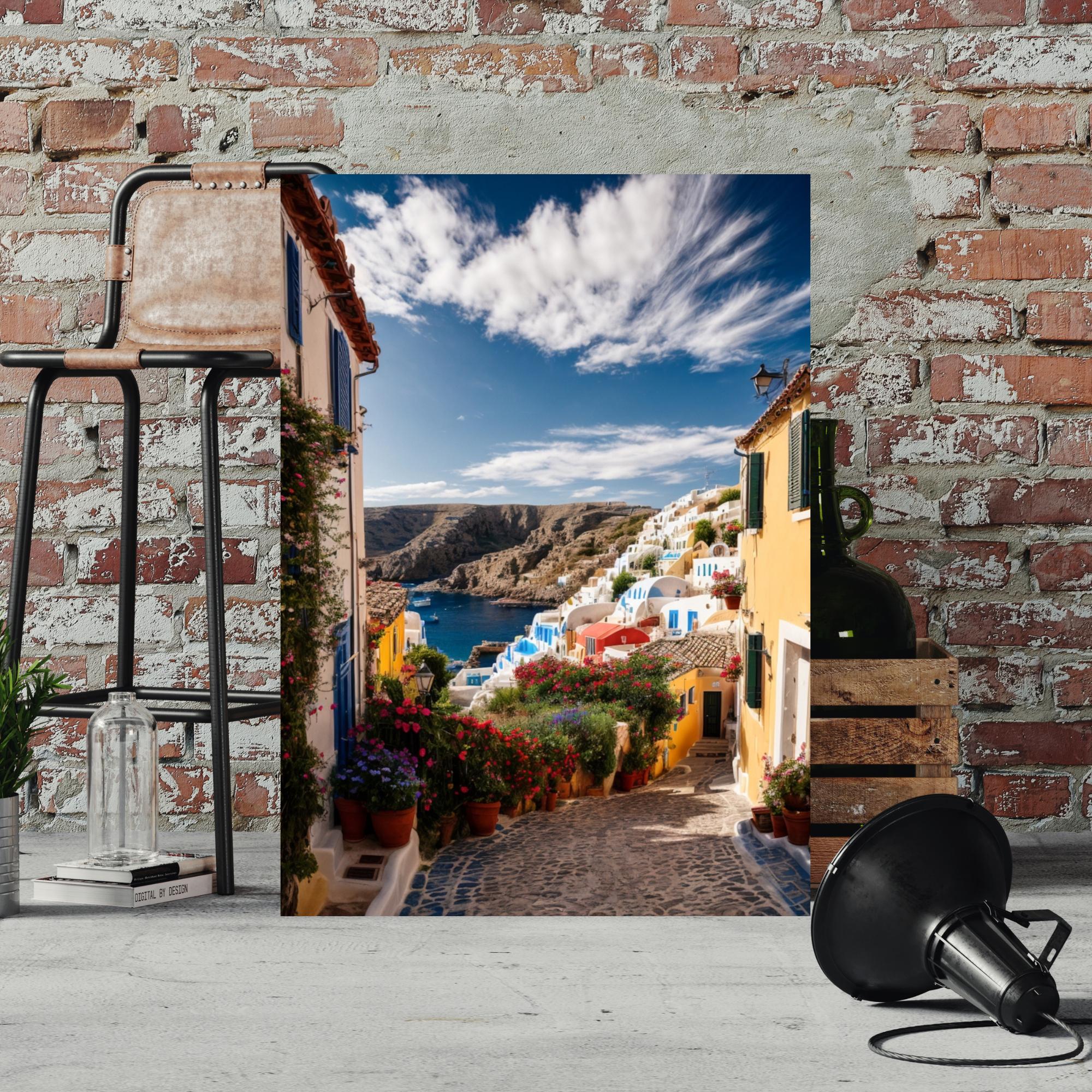 Greek Village Art Print, Digital Download, Landscape Wall Art ...