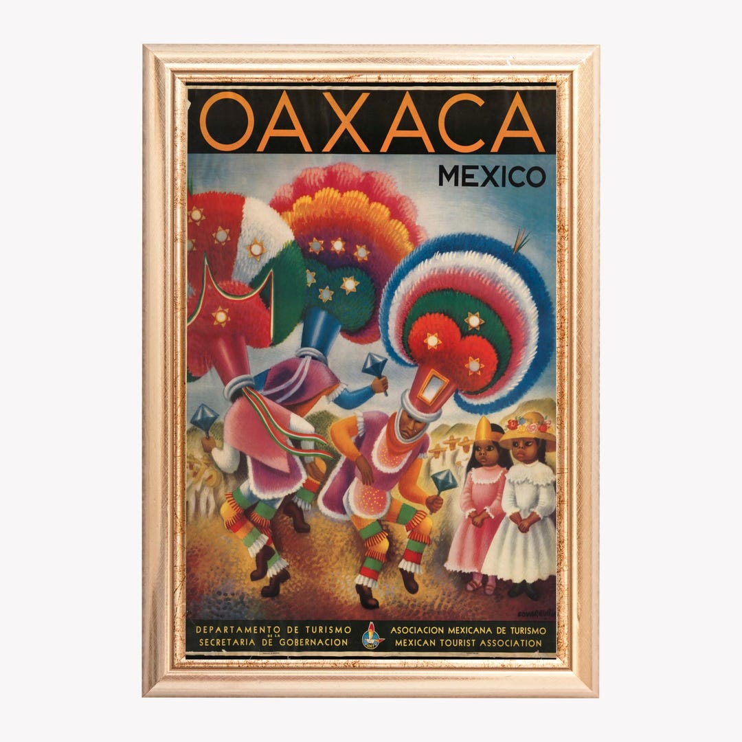 Mexico Travel Poster Oaxaca 1947 Travel Art Print Decor, Birthday Gift ...