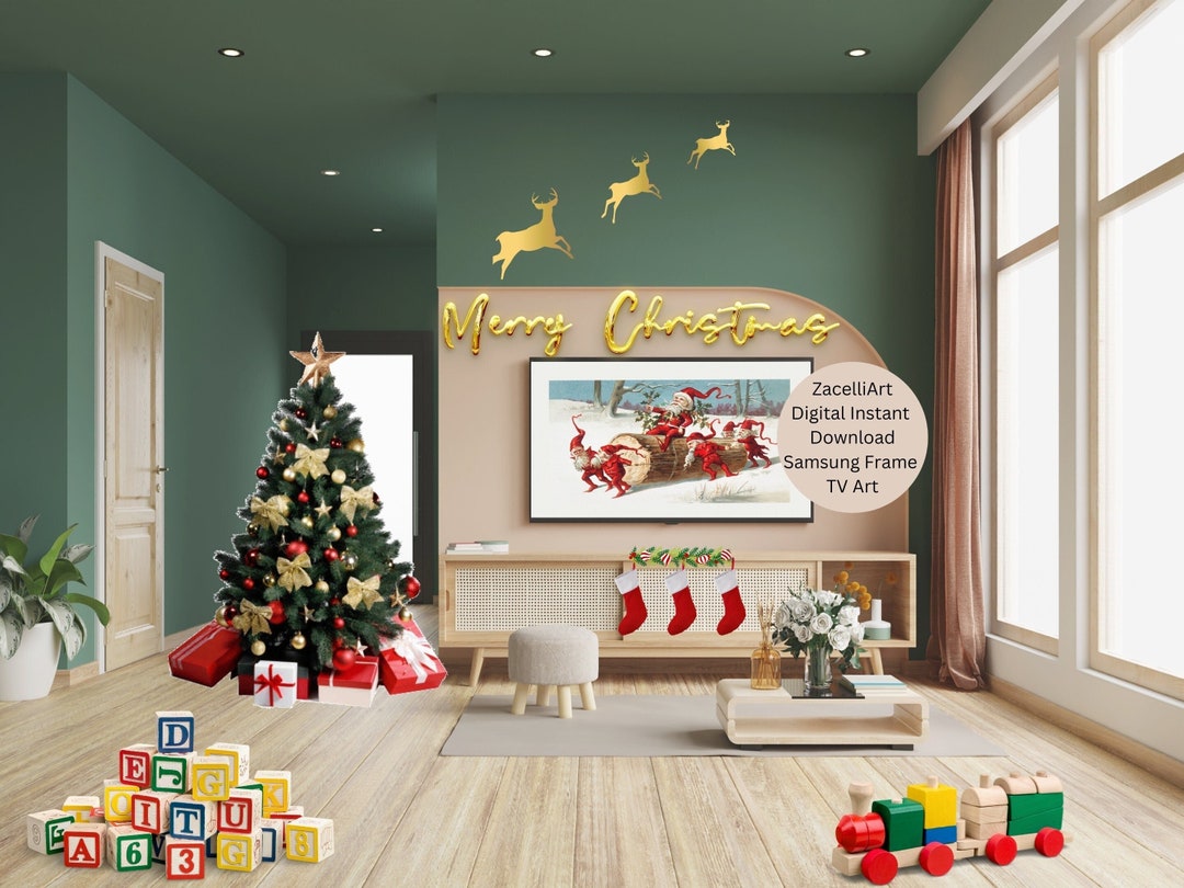 Christmas Samsung Frame TV Art, Frame Television Screensaver Art Santa ...