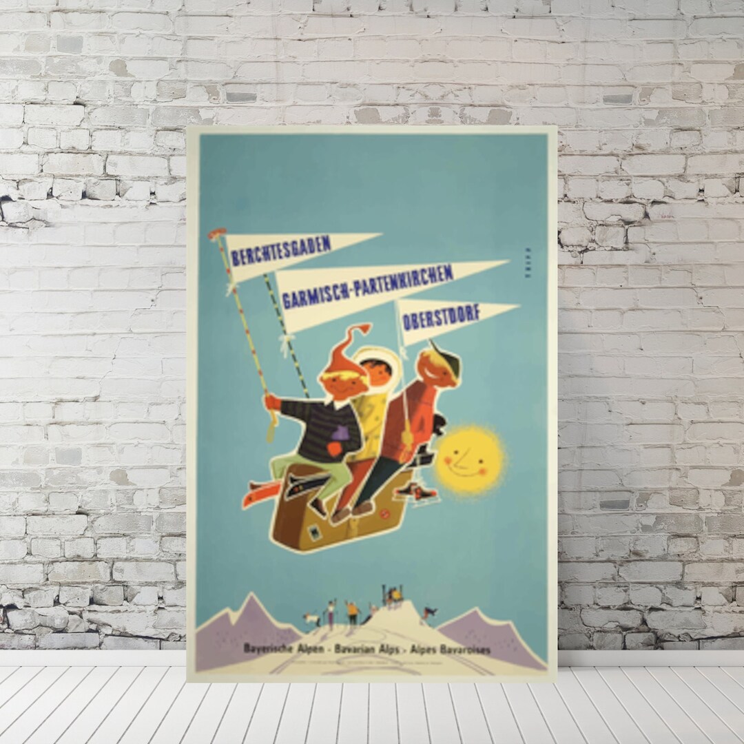 Vintage Bavaria Travel Poster, Nostalgic Travel Art Bygone Days, 1900s ...