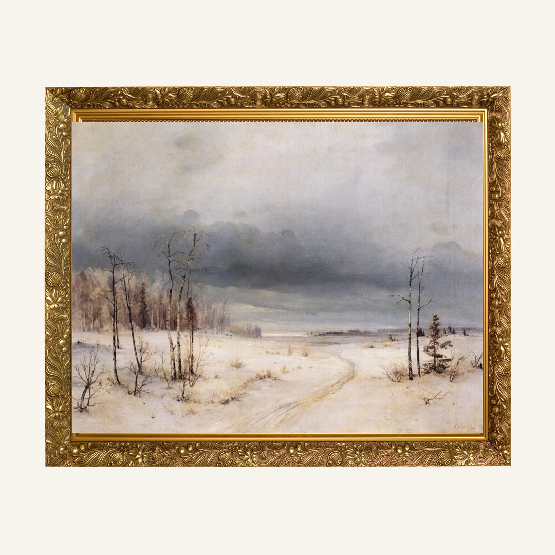 Winter 1870 Landscape Digital Art, Snow Scenery Oil Painting, Instant ...